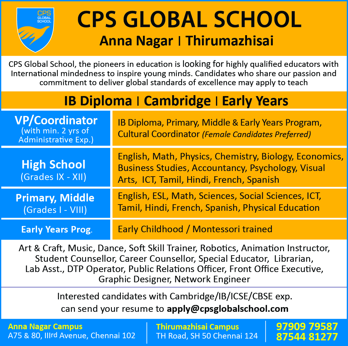 CPS Global School in Chennai | Best IGCSE School Chennai | A Level ...